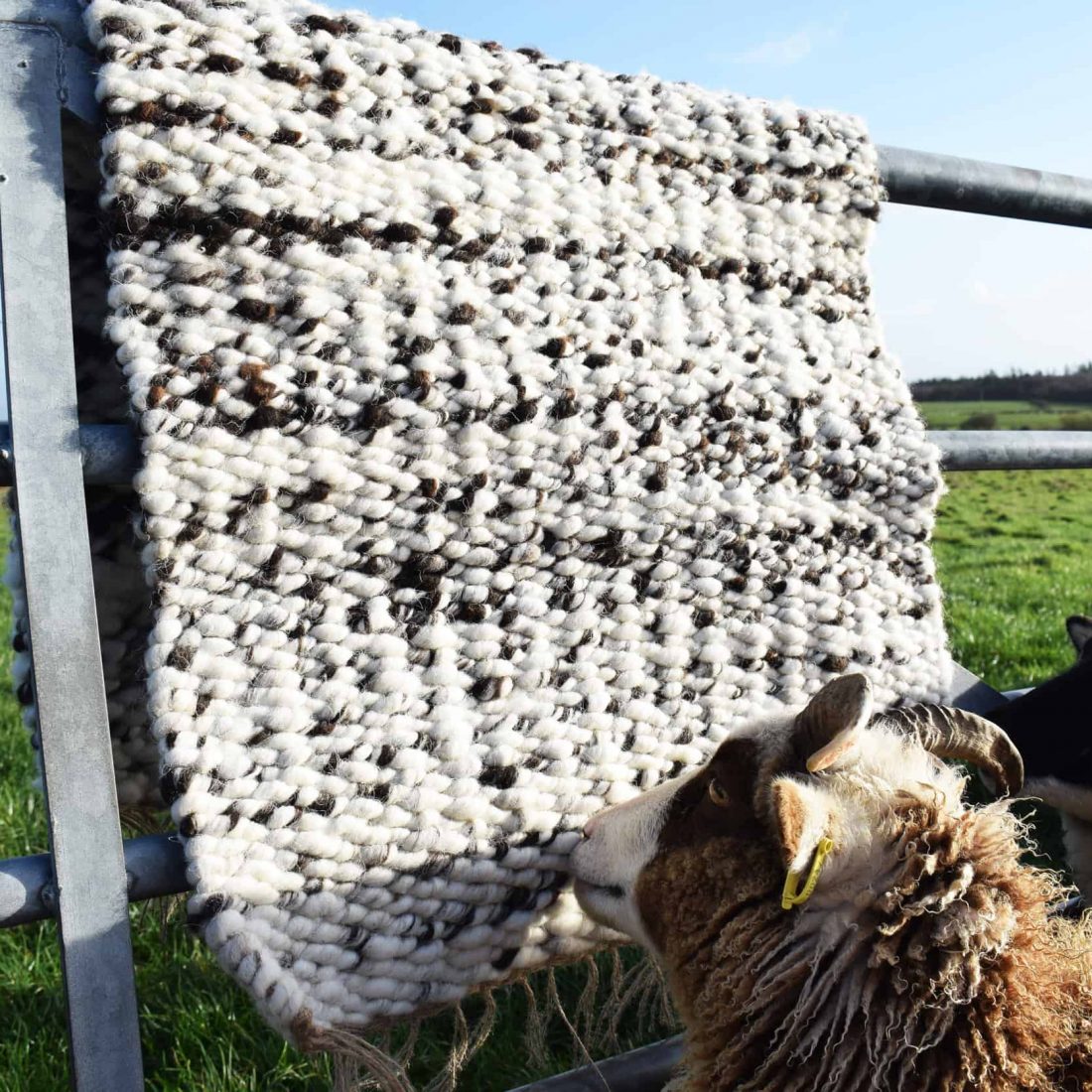 Beautiful LARGE Natural Peg Loom Woven Wool Rug / Mat - Vegetarian ...