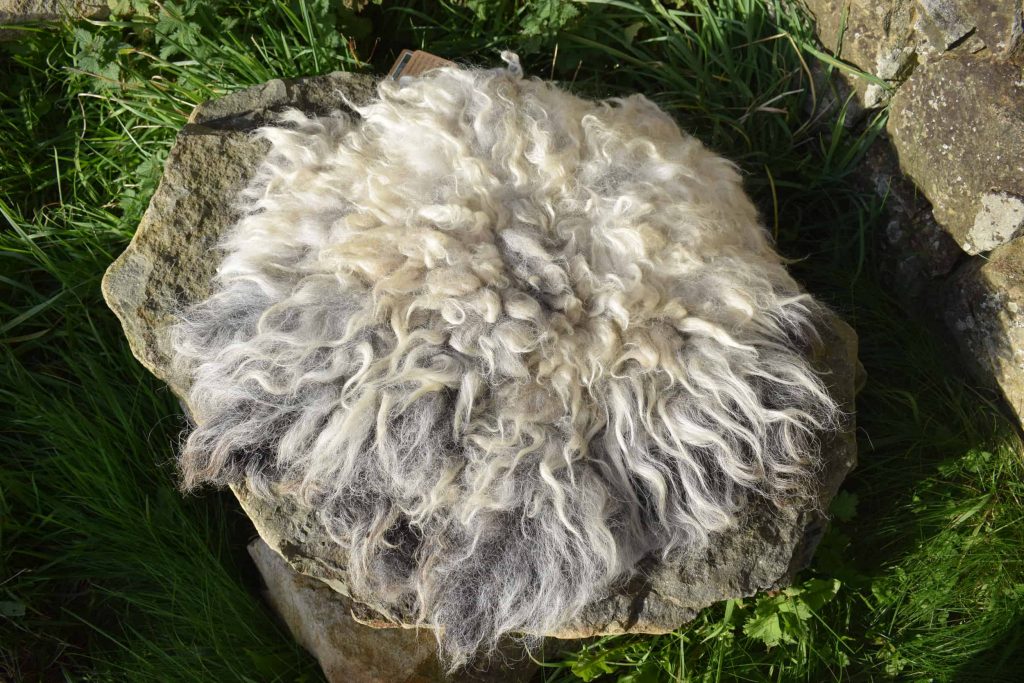 Felted Fleece Vegetarian Sheepskin Seat pad rug Natural Grey Torddu ...
