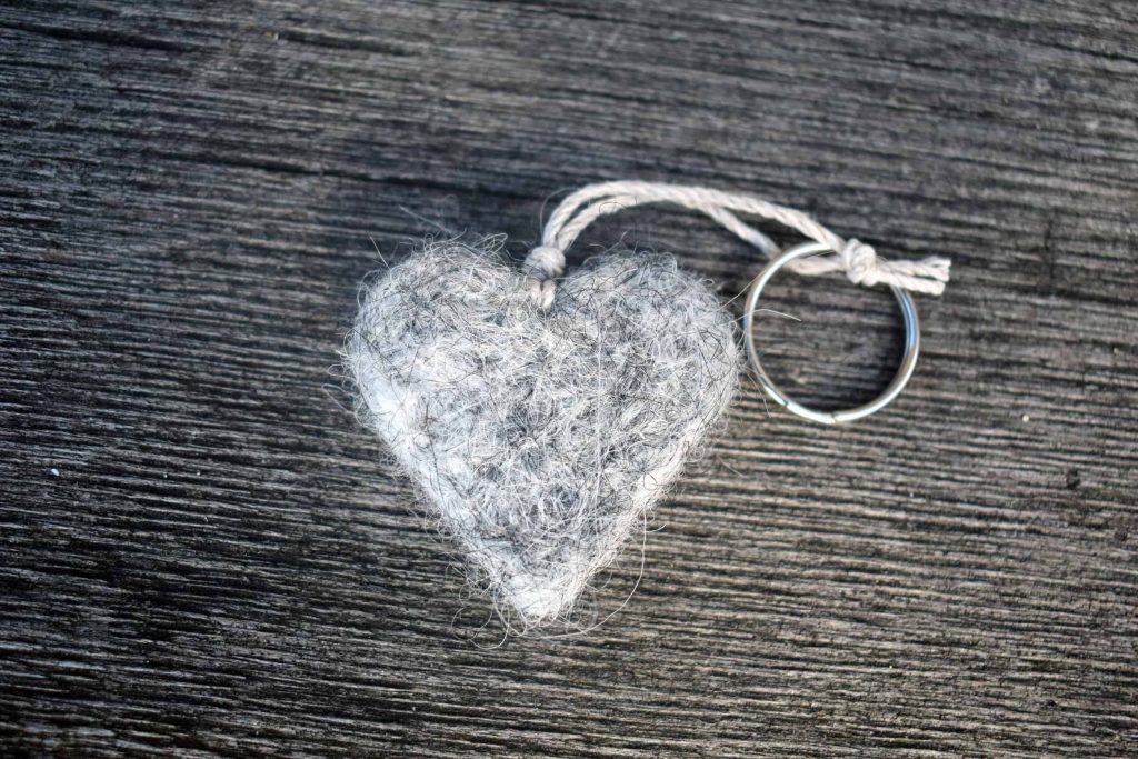 Wool Heart Keyring Handmade Natural Grey Icelandic Fleece From Sven The Sheep Needle Felted