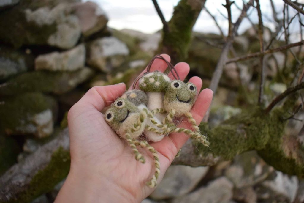 Handmade Toadstool Toad Frog Keyring - Felt Gift Wool Needle Felted ...