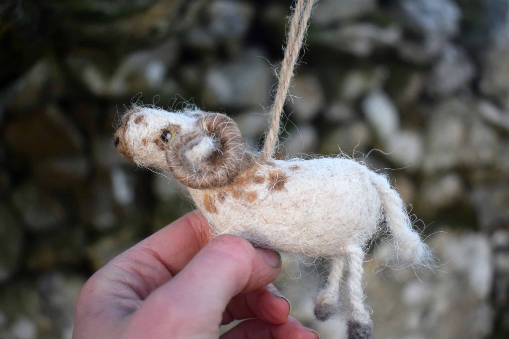 Handmade Welsh Mountain Ram Decoration Gift - Natural Wool Sheep Made ...