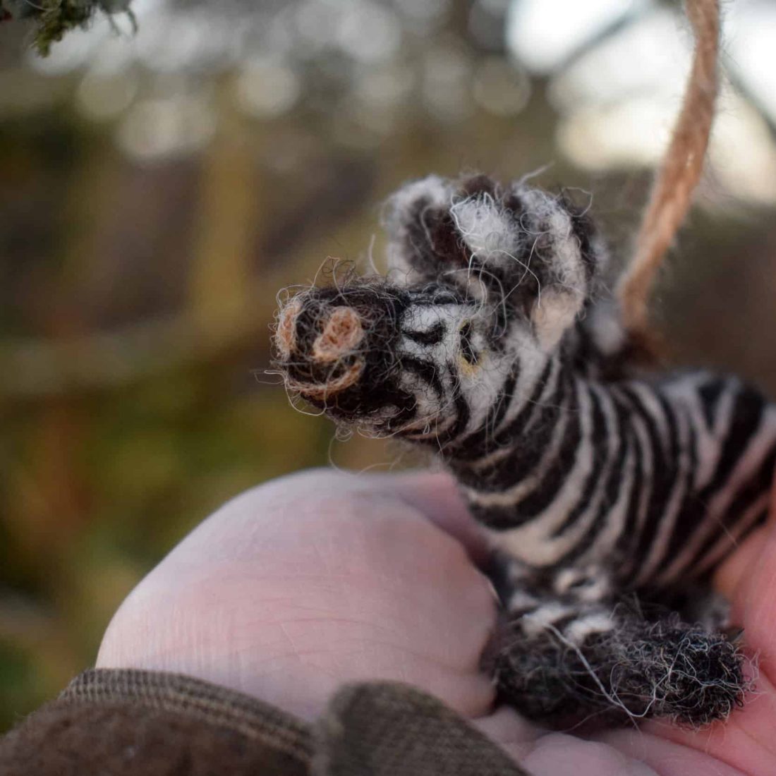 Zebra Needle Felt Wool Decoration 'Humbug' - Handcrafted in Wales ...