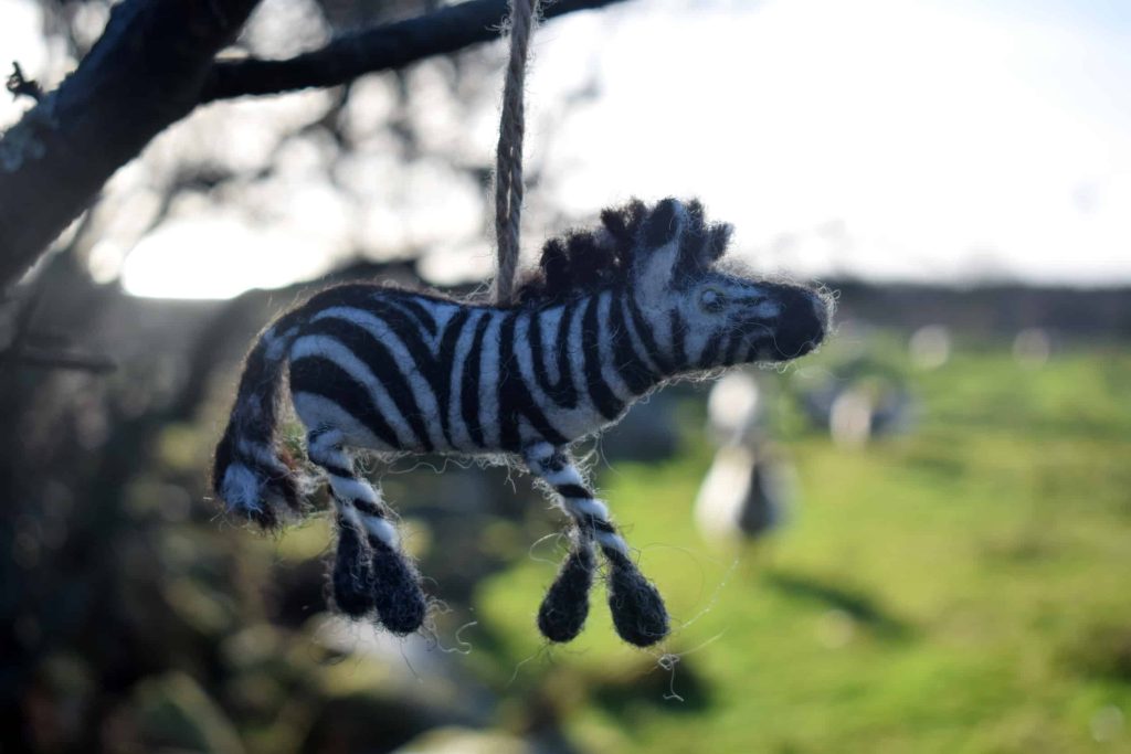 Zebra Needle Felt Wool Decoration 'Stripes' - Handcrafted in Wales ...