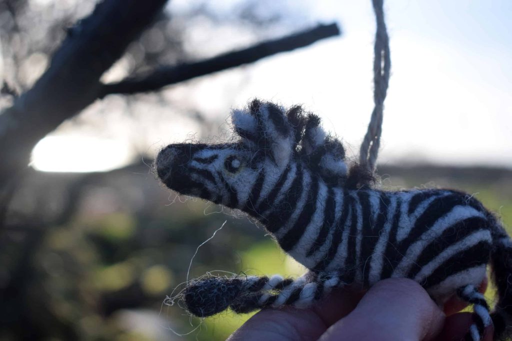 Zebra Needle Felt Wool Decoration 'Stripes' - Handcrafted in Wales ...