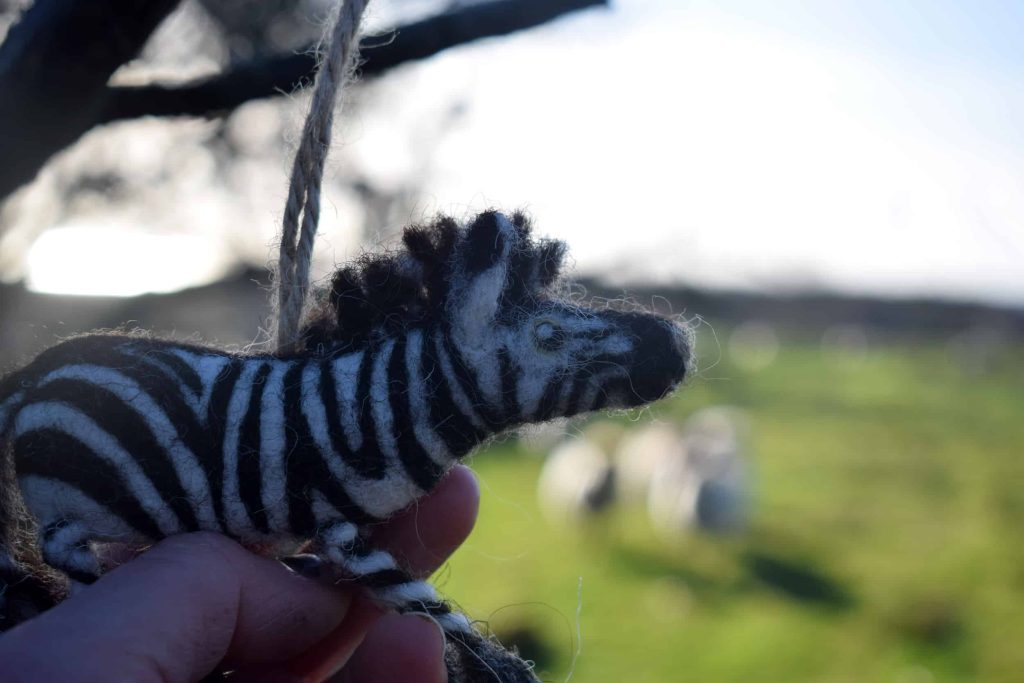 Zebra Needle Felt Wool Decoration 'Stripes' - Handcrafted in Wales ...
