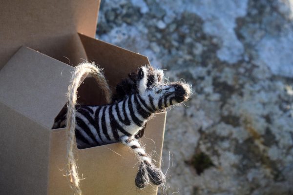 Zebra Needle Felt Wool Decoration 'Stripes' - Handcrafted in Wales ...
